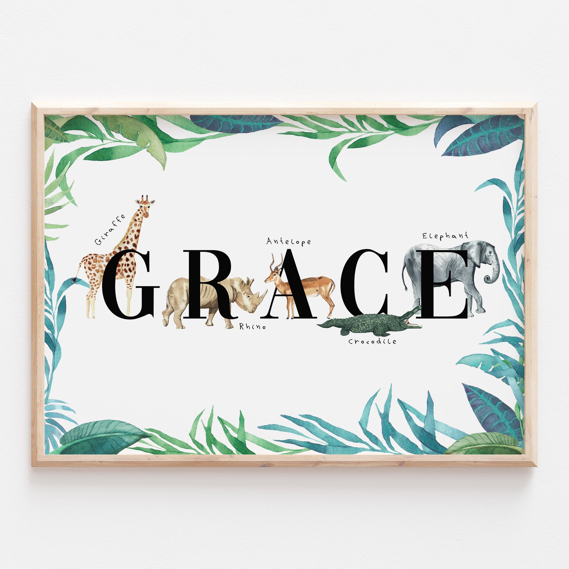 Personalised Animal Alphabet Wall Art Print - Wilbur & Peach – Wilbur ...