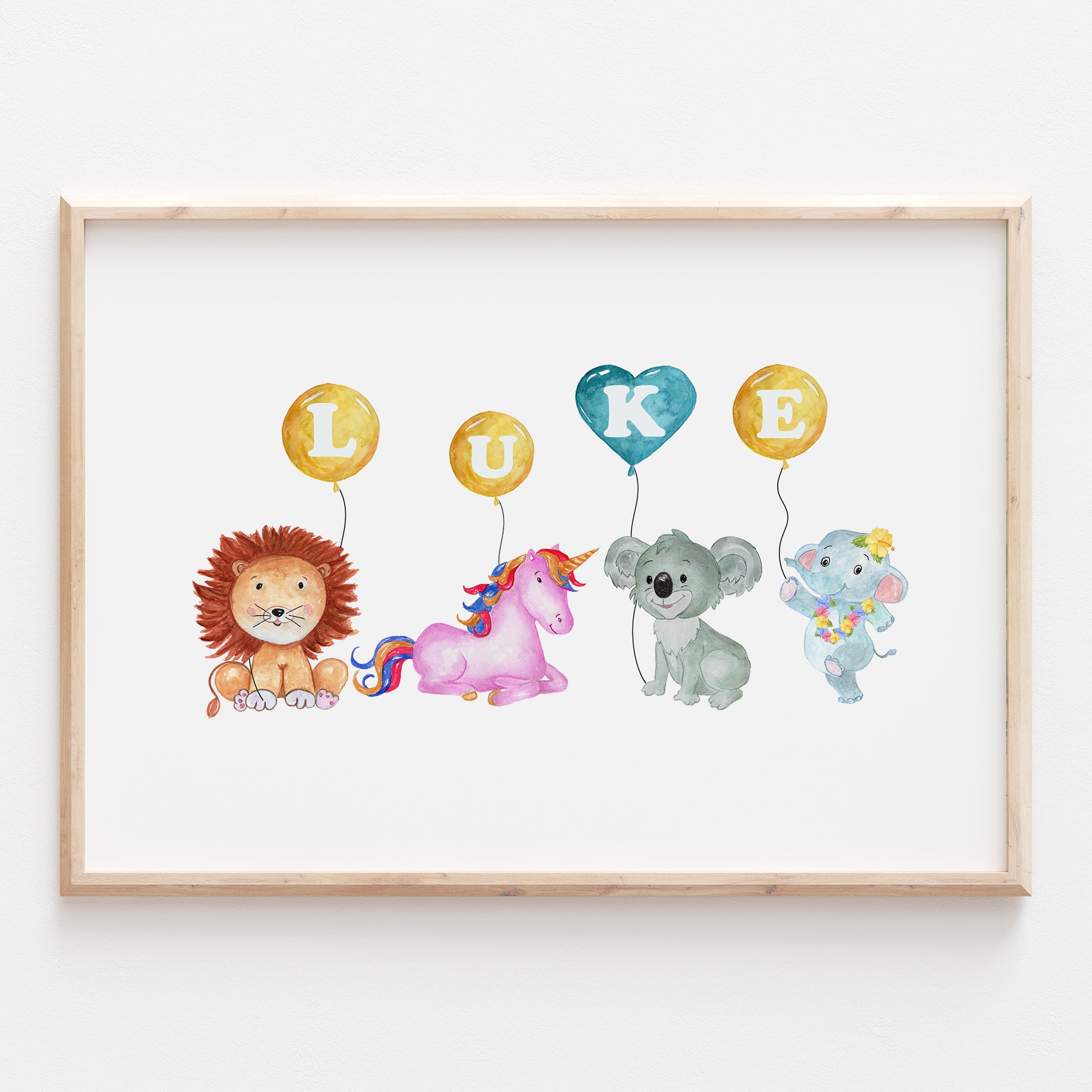 Personalised Baby Animal Alphabet Name Print – Wilbur & Peach